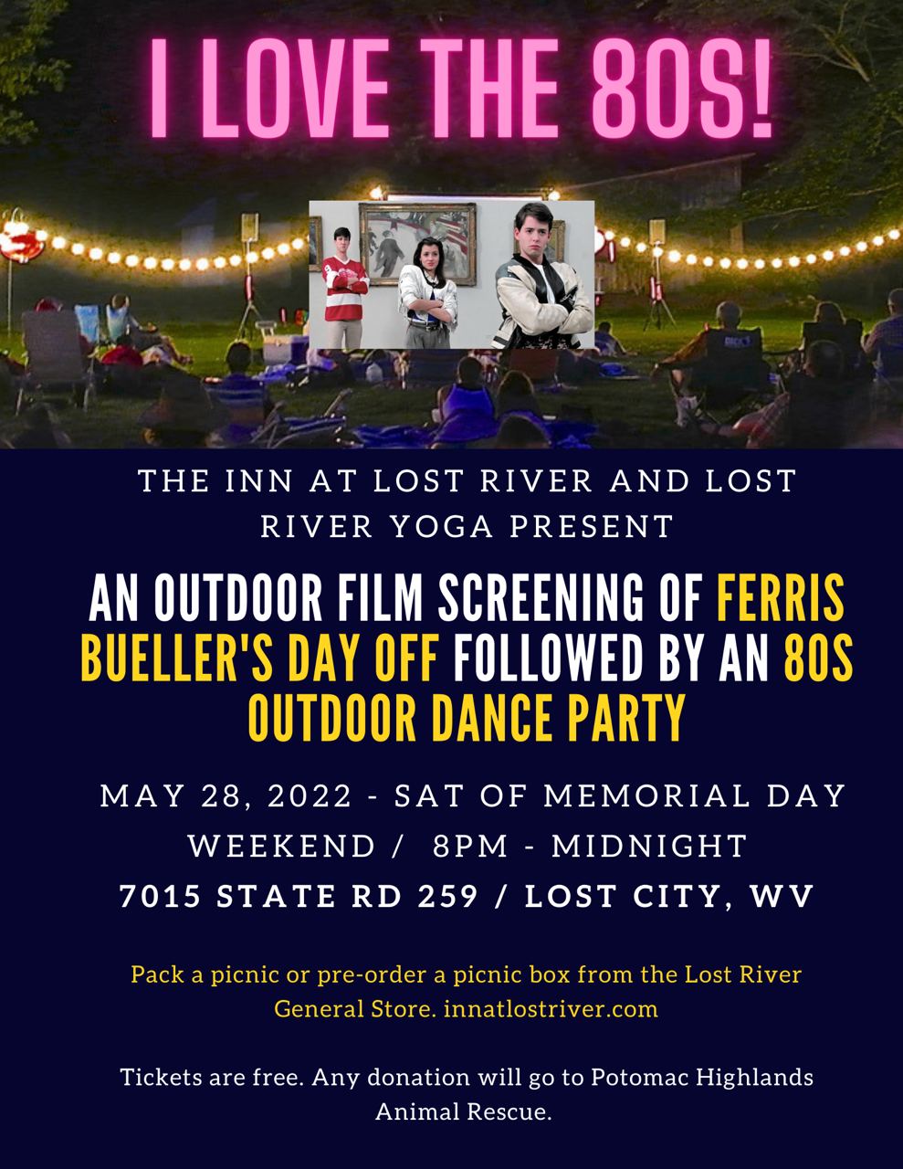 I Love The 80's: Outdoor Movie And Dance Party - Lost River Yoga